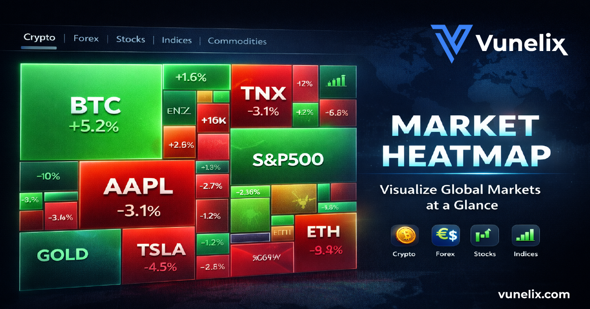 Stock Market Heatmap — S&P 500 & Nasdaq - Vunelix